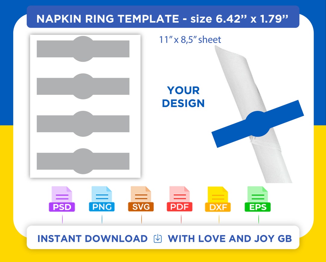 Napkin Ring Template, Png, Svg, Dxf, Eps, Label, Wrapper, Canva, Cricut ...