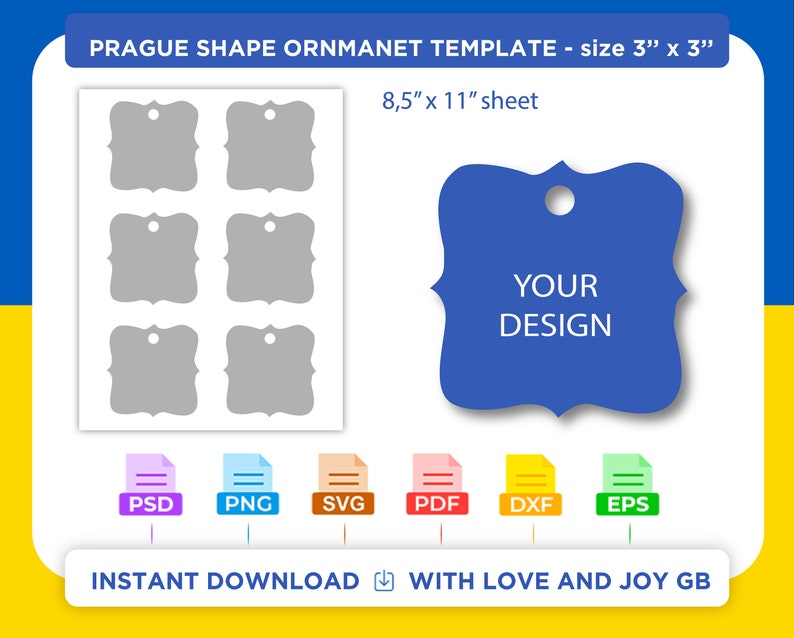 Prague Ornament Template, Svg, Png, Dxf, Eps, Canva, Label, Wrapper ...