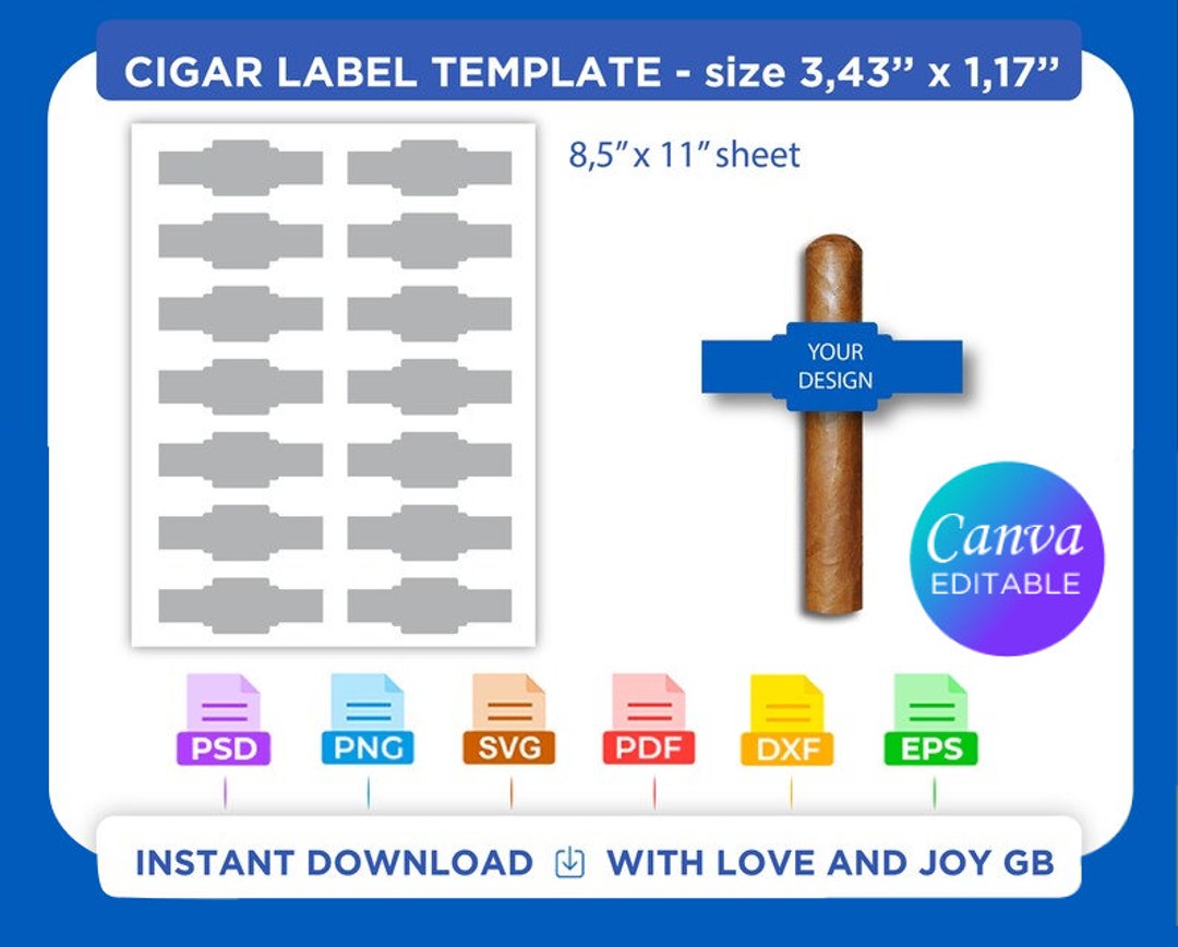 Cigar Template, Svg, Png, Dxf, Eps, Canva, Label, Wrapper, Cut File ...