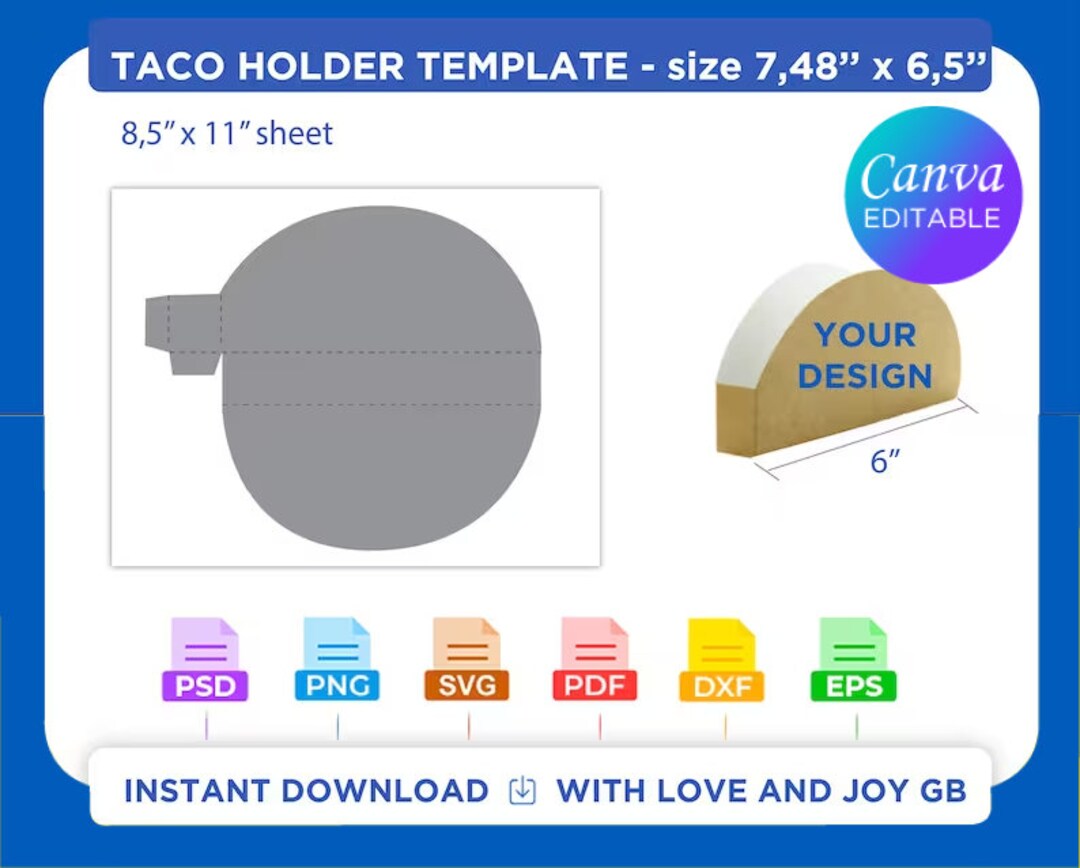 Taco Holder Template, Svg, Png, Dxf, Eps, Pdf, Psd, Ai, Wrapper, Label ...