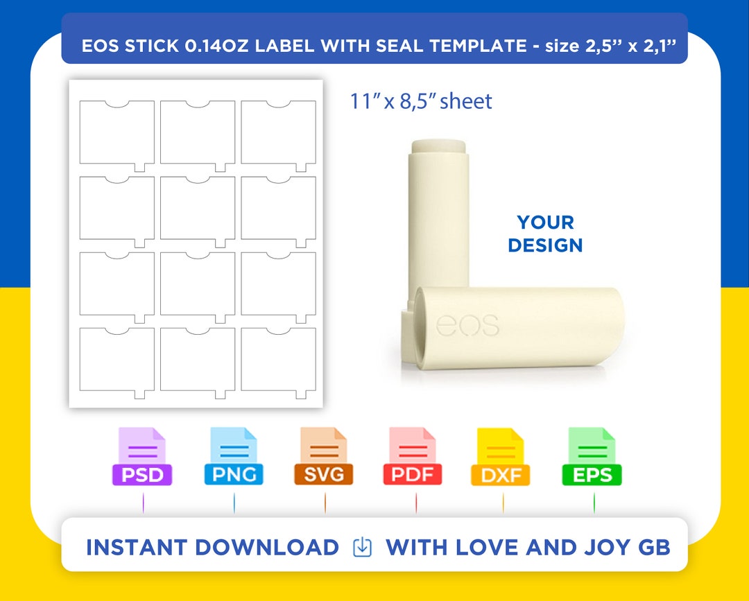 EOS Stick With Seal Template, Svg, Png, Dxf, Eps, Label, Wrapper, Canva ...