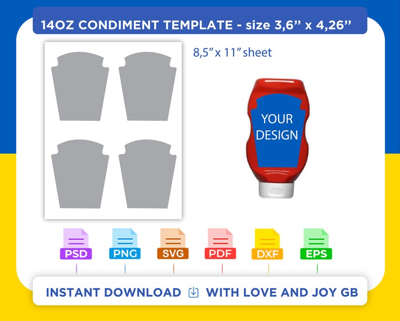 Condiment Bottle Template Png Svg Dxf Eps Label Wrapper - Etsy