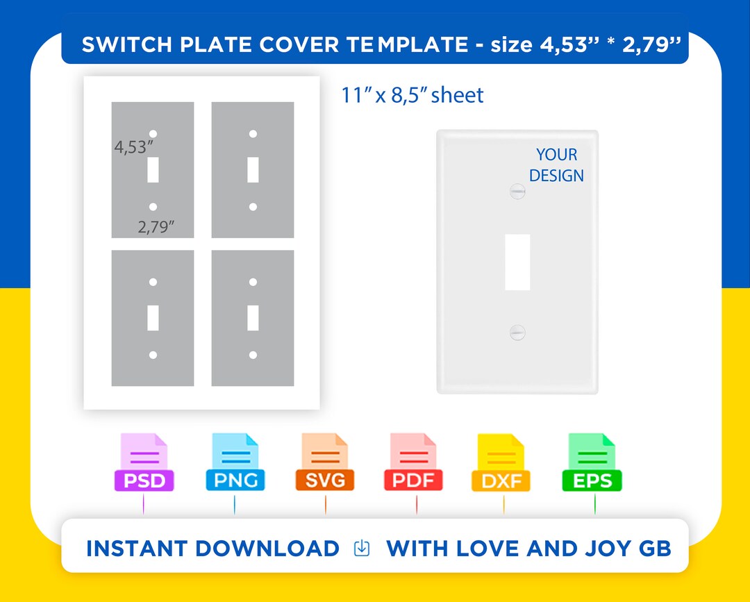 Light Switch Cover Template, Svg, Png, Dxf, Eps, Label, Wrapper, Canva ...