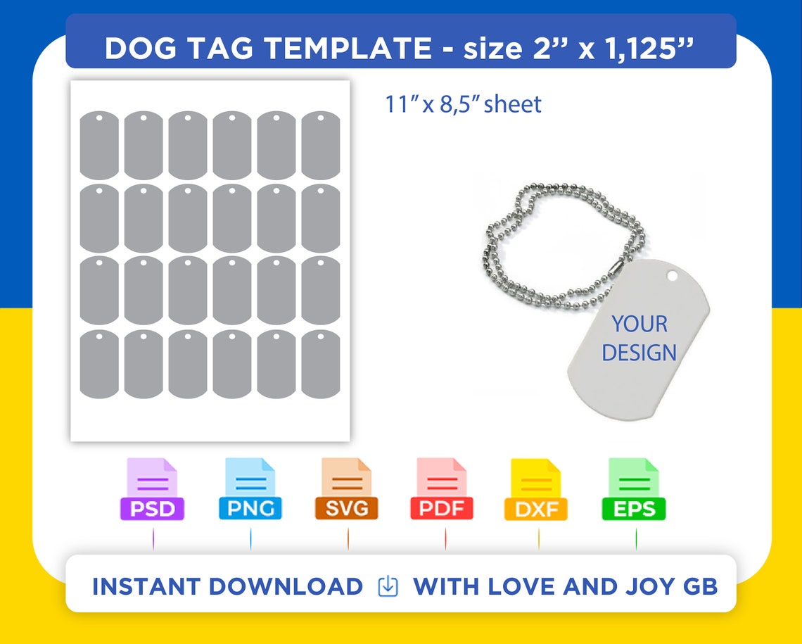 Dog Tag Template Svg Png Dxf Eps Label Wrapper Canva - Etsy