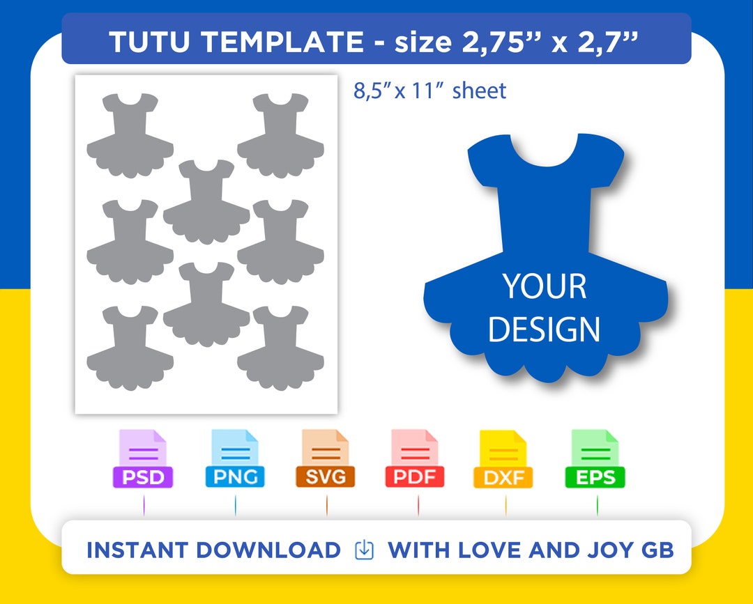 Tutu Dress Girl Baby Kids Template Svg Png Dxf Eps Pdf - Etsy