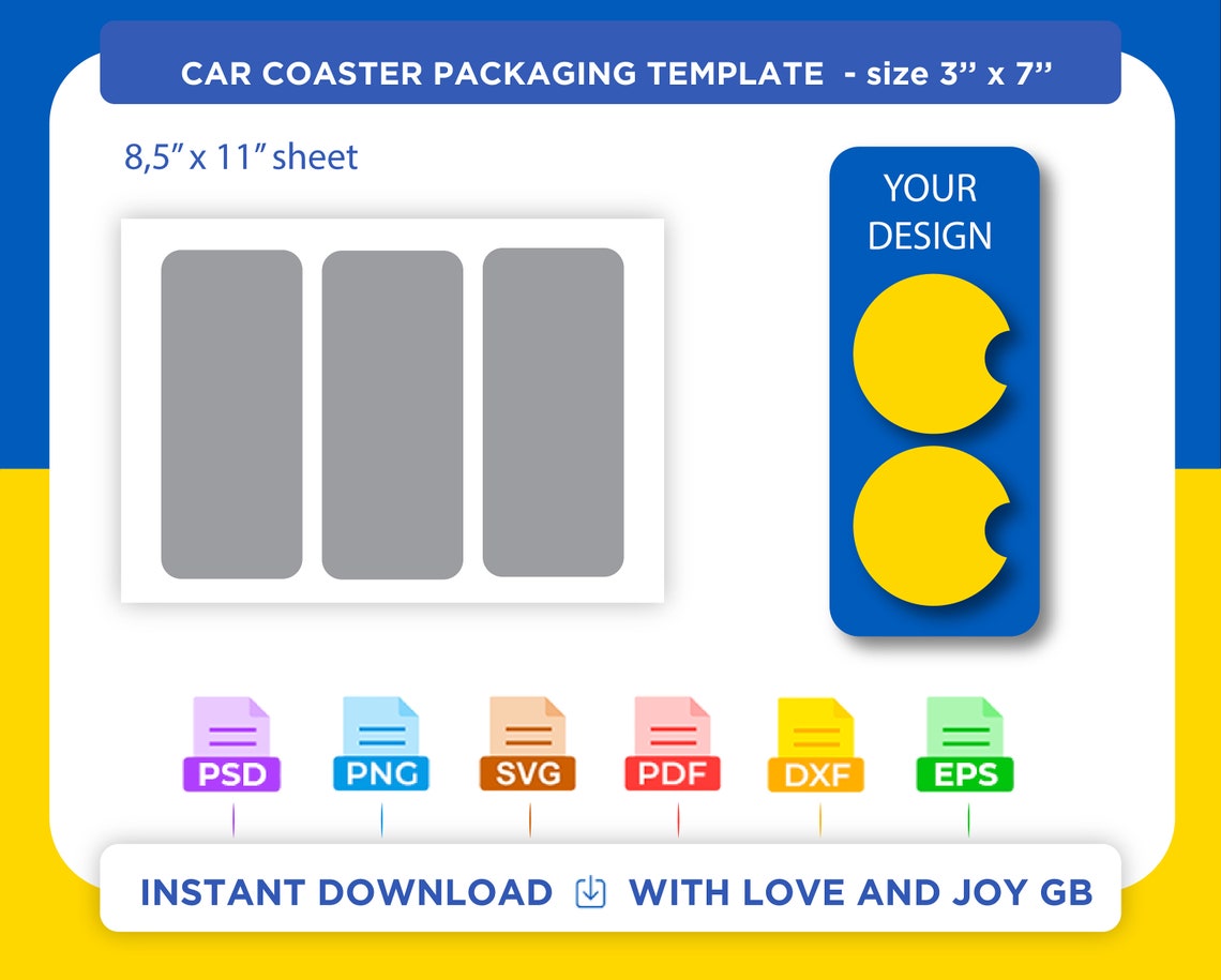 Car Cup Coaster Package Template Png Svg Dxf Eps Pdf - Etsy UK