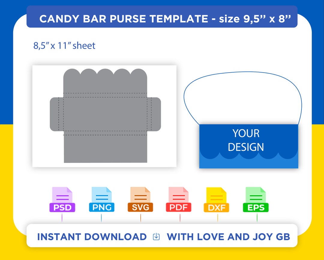 Chocolate Candy Bar Purse Template, Png, Svg, Dxf, Eps, Label, Wrapper ...