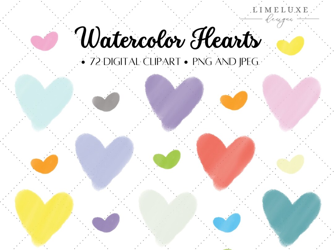 Watercolor PNG Hearts Cliparts Elements|pastel Hearts Instagram Story ...