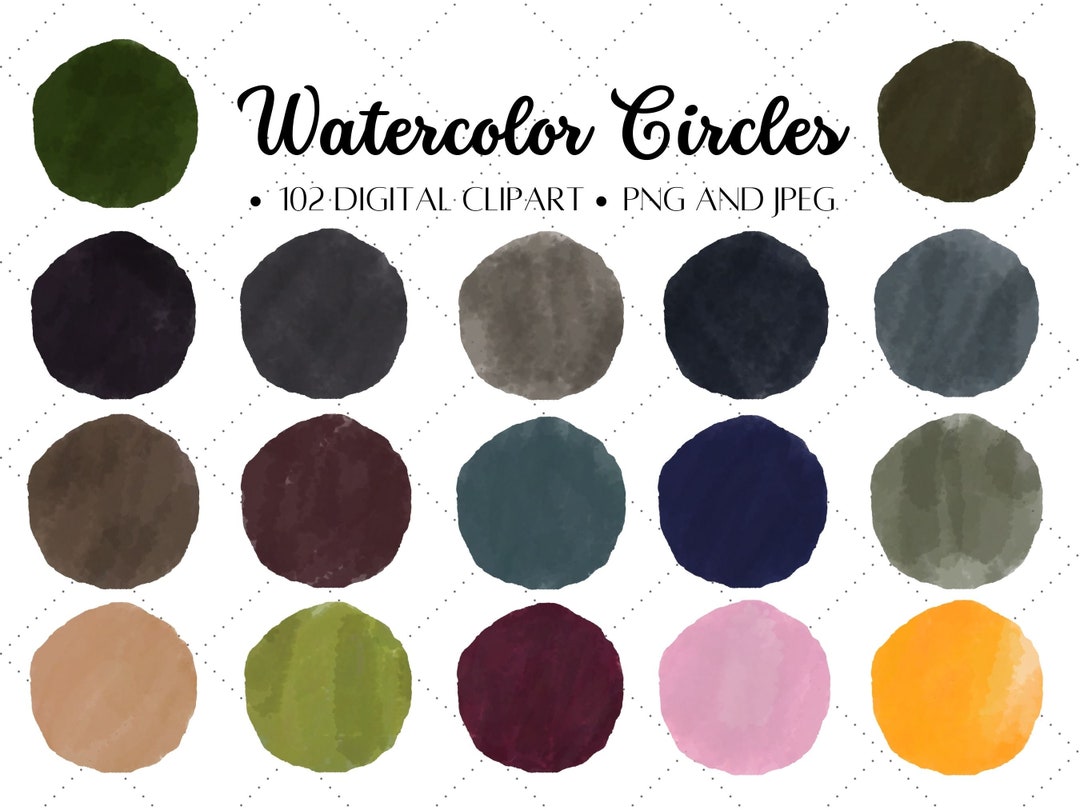 102 Watercolor Circle Clipart, Frame Clipart, Watercolor Clipart, Love ...