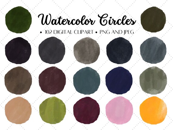 102 Watercolor Circle Clipart Frame Clipart Watercolor - Etsy