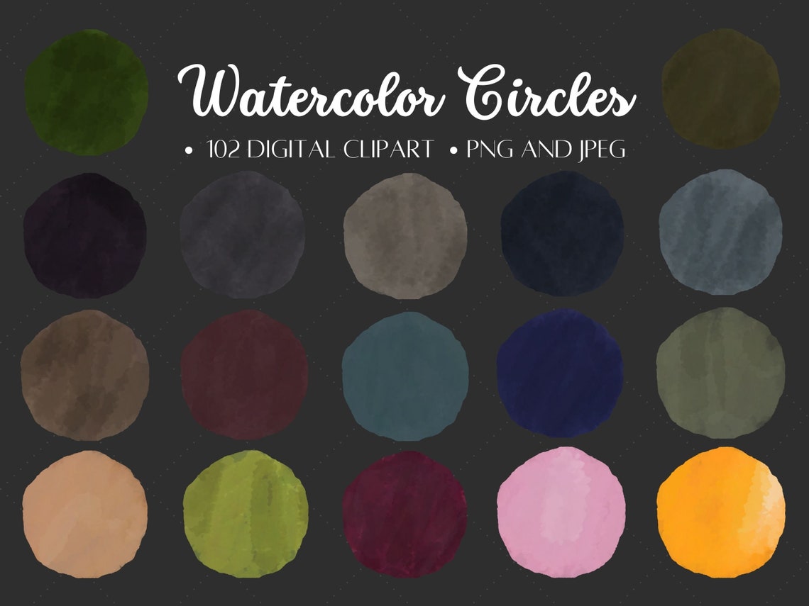102 Watercolor Circle Clipart, Frame Clipart, Watercolor Clipart, Love ...
