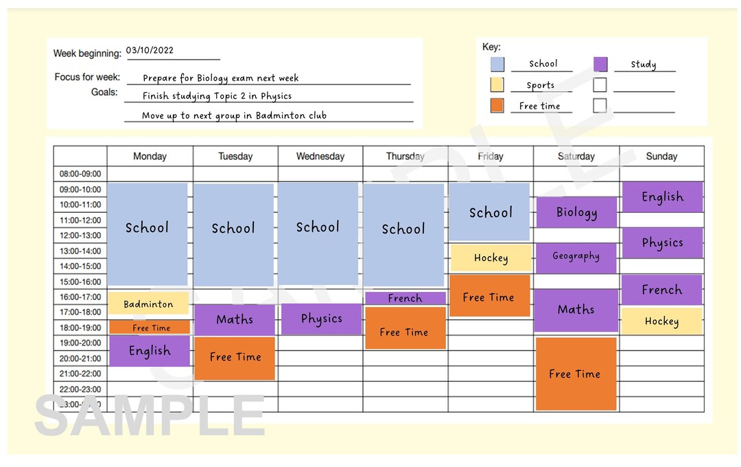 Digital Rainbow Revision Timetable - Etsy
