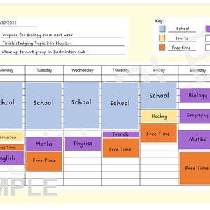 Digital Rainbow Revision Timetable - Etsy