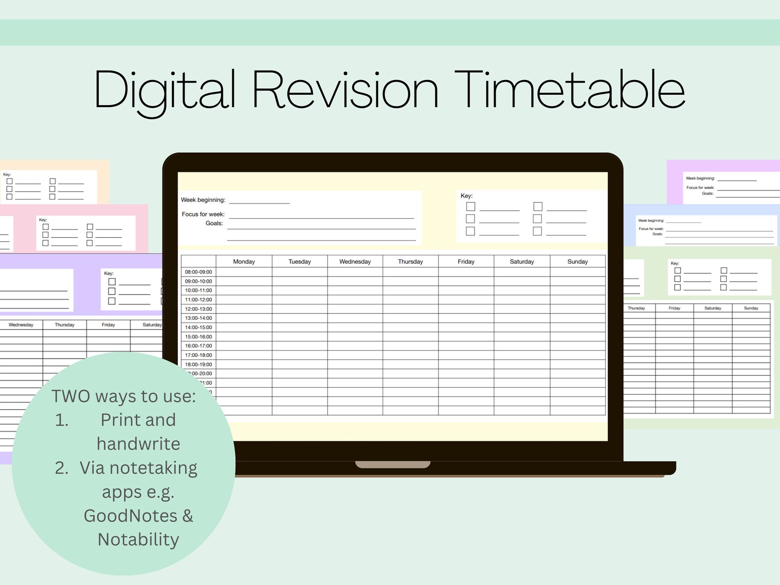 Digital Rainbow Revision Timetable - Etsy