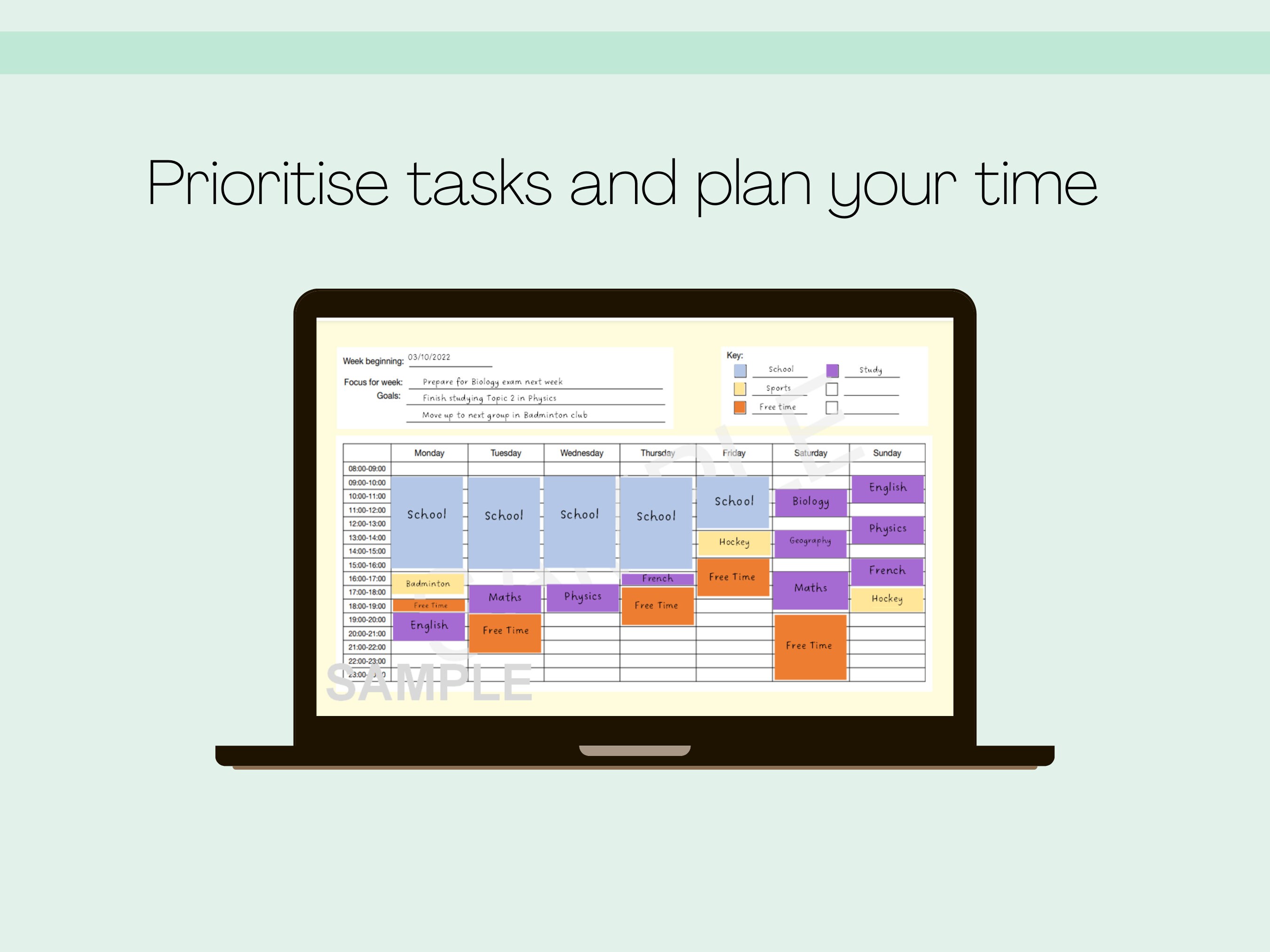 Digital Rainbow Revision Timetable - Etsy