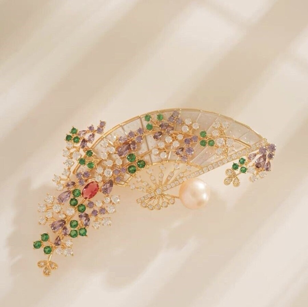 Biling Exquisite Wisteria Flower Fan Brooch Charm Jewellery Clothing ...