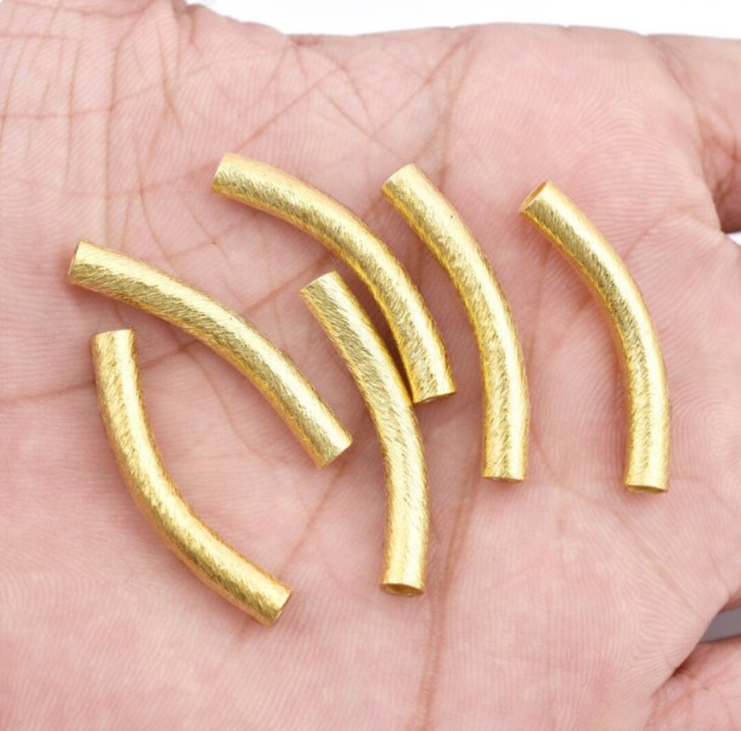 30mm - 10pc Gold Plated Curved Tube- Pipes Beads for Jewelry Making ...
