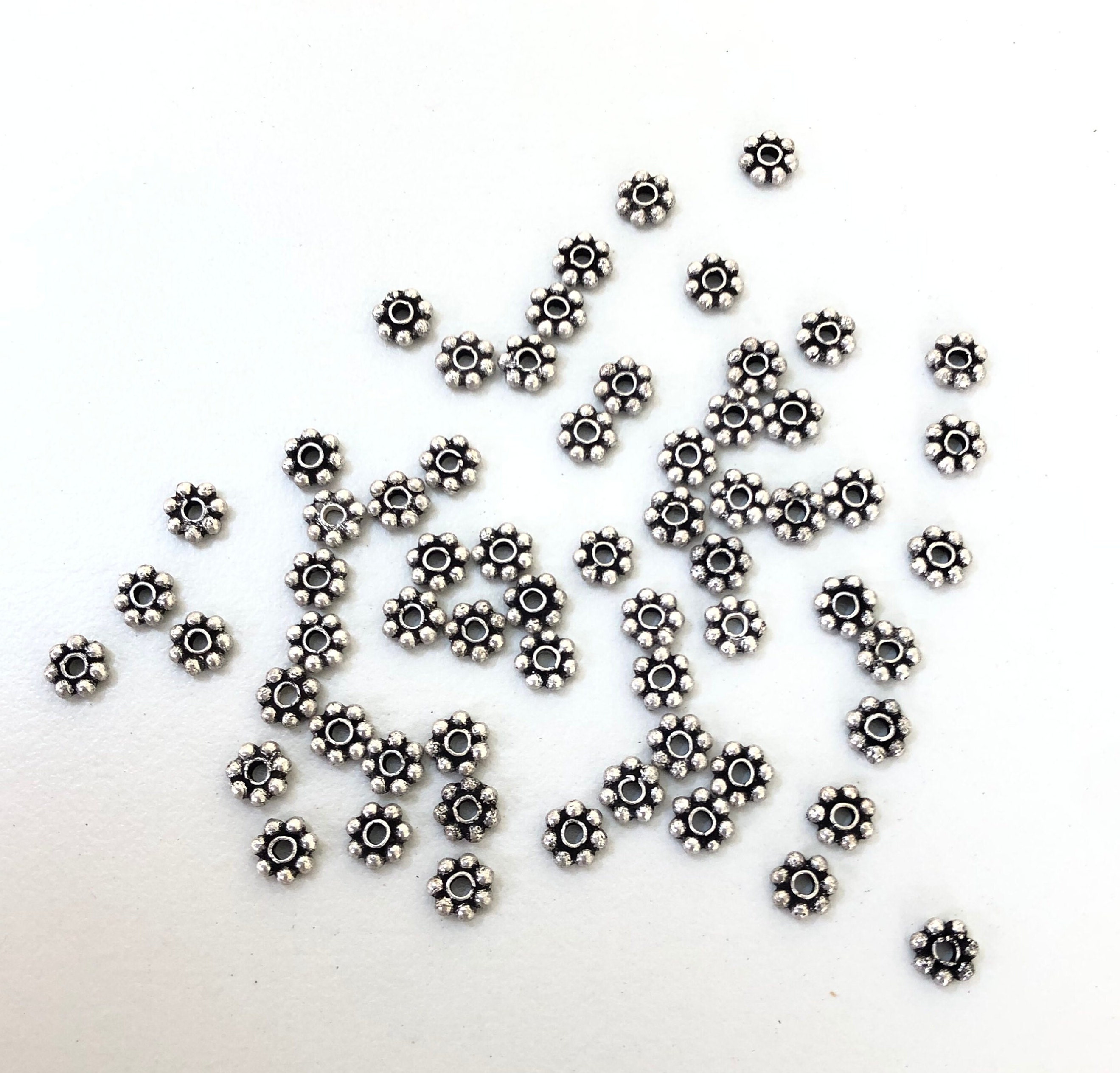 5mm-200pc Oxidized Silver Daisy Spacers Flower Spacers - Etsy UK