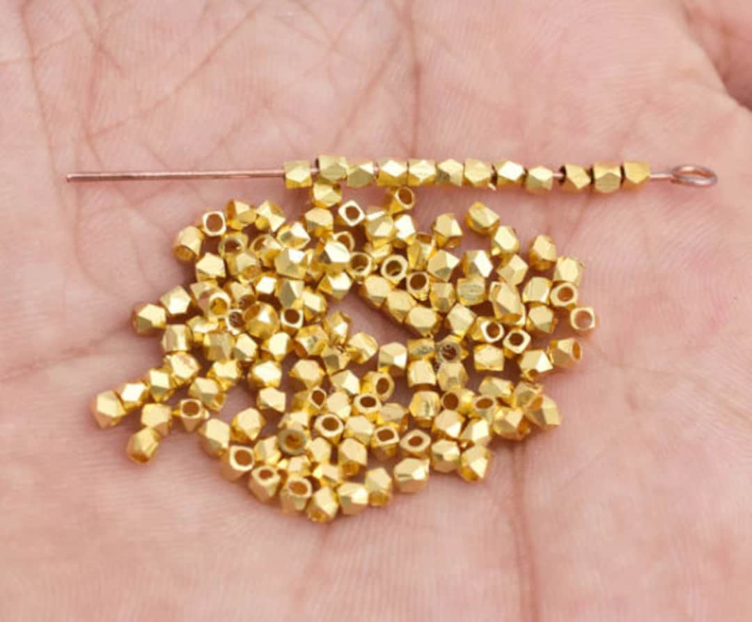 2.5mm - 300pc Tiny Gold Plated Spacer Beads for Jewelry Making, Faceted ...