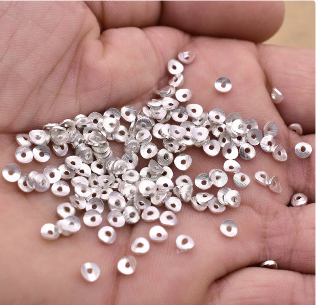 Buy 4mm - 200pcs Silver Wavy Disc Spacers for Jewelry Making, Brushed ...