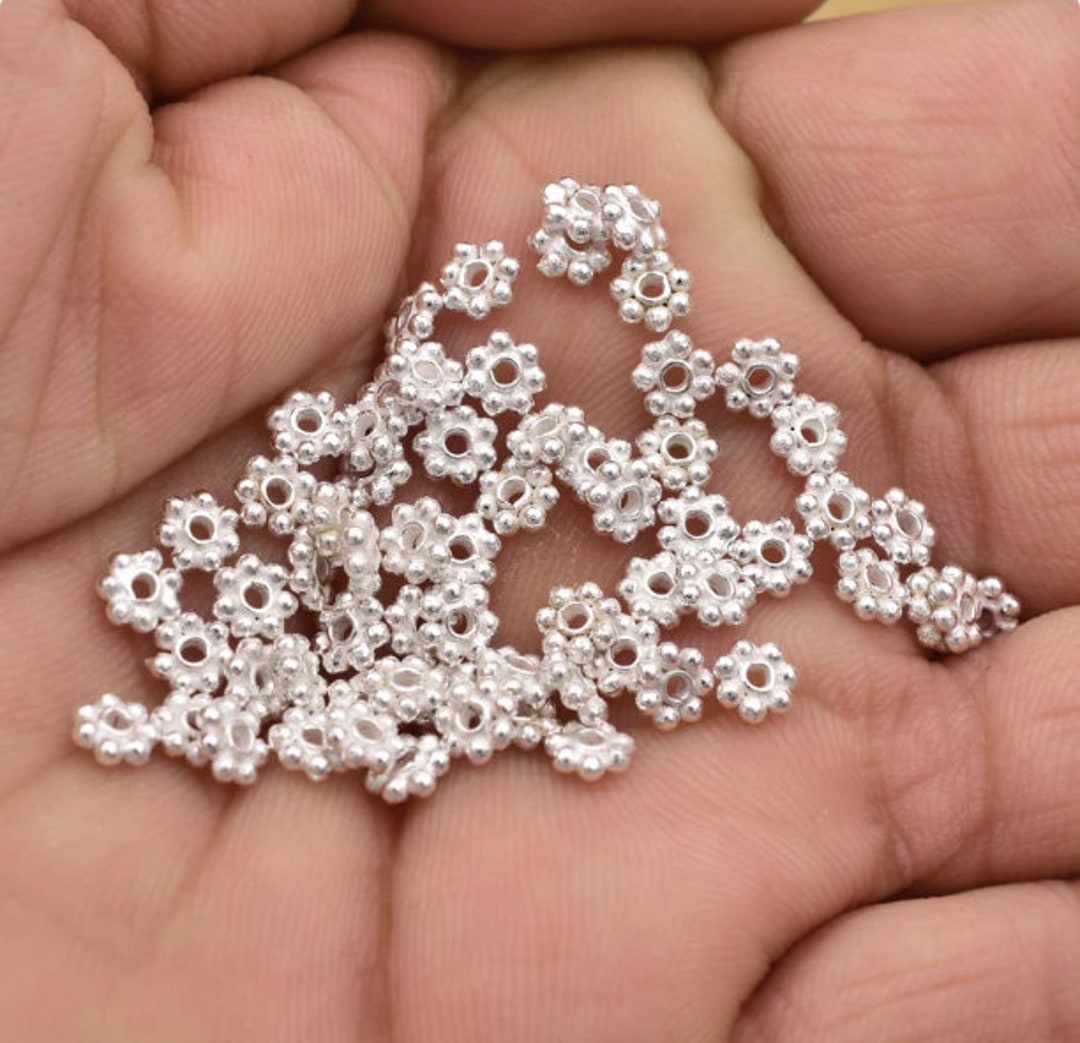 5mm 200pc Shiny Silver Daisy Spacers, Heishi Spacers, Bali Silver Beads ...