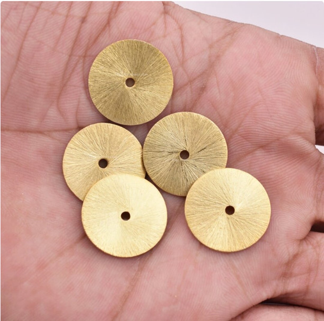 18mm - 10pc Gold Heishi Beads, Gold Flat Disc Spangles, Gold Brushed ...