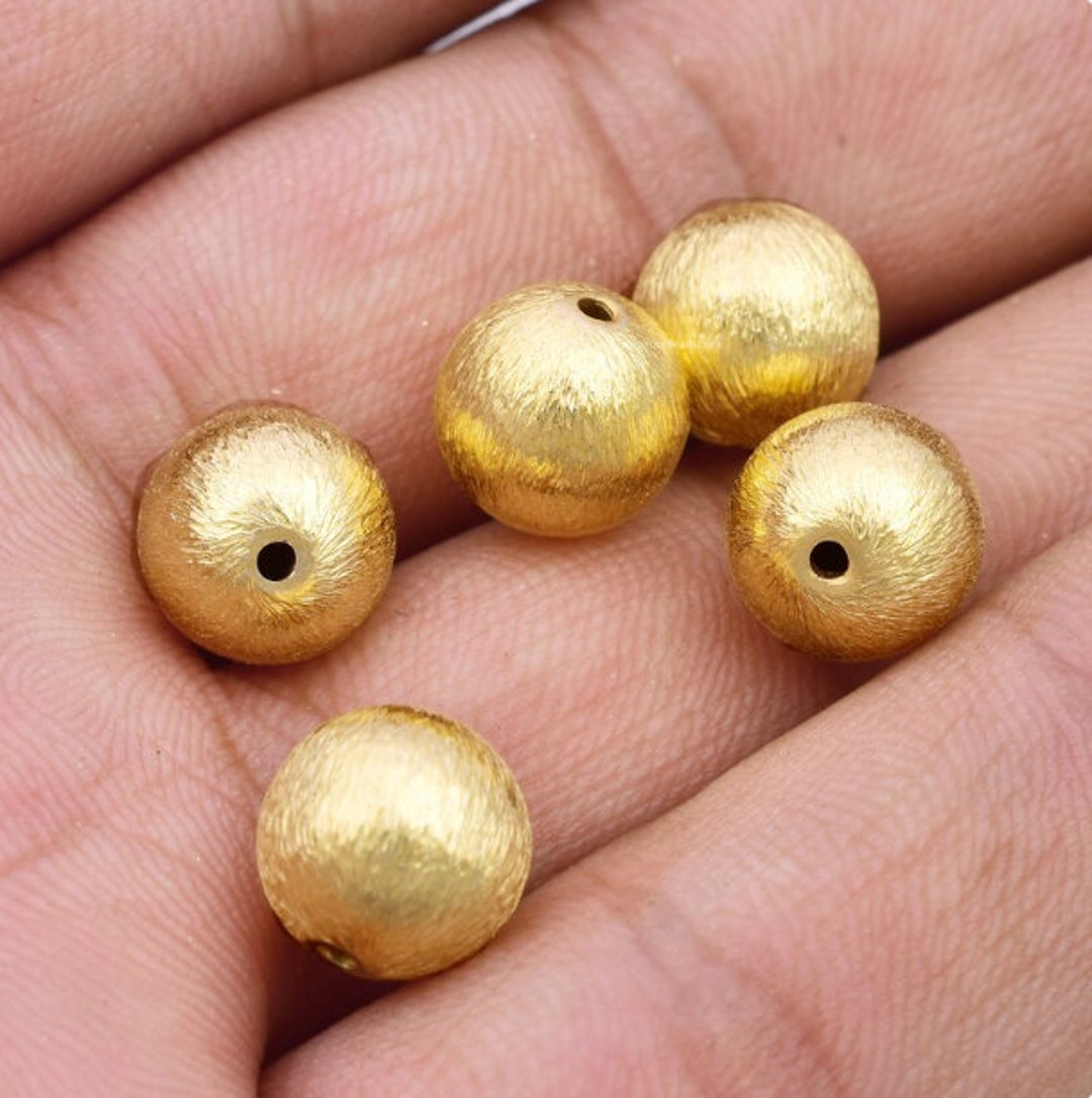 10mm 25pcs Gold Brushed Ball Bead, Hollow Gold Brushed Mate Spacer Ball ...