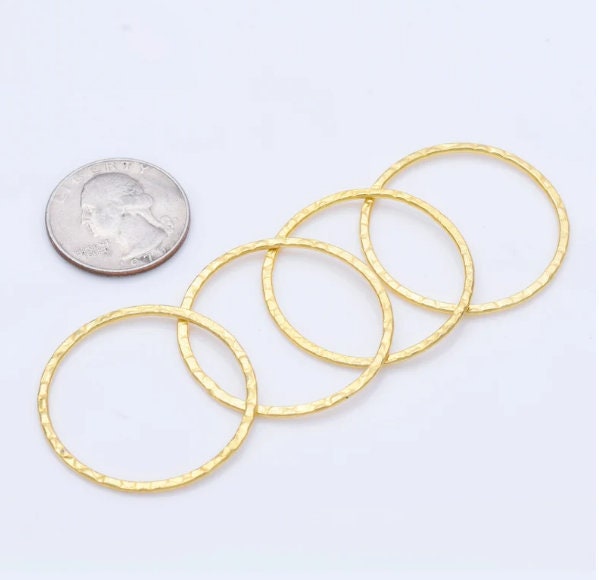Buy 10pc-35mm Hammered Gold Plated Connector Rings, Gold Washers ...