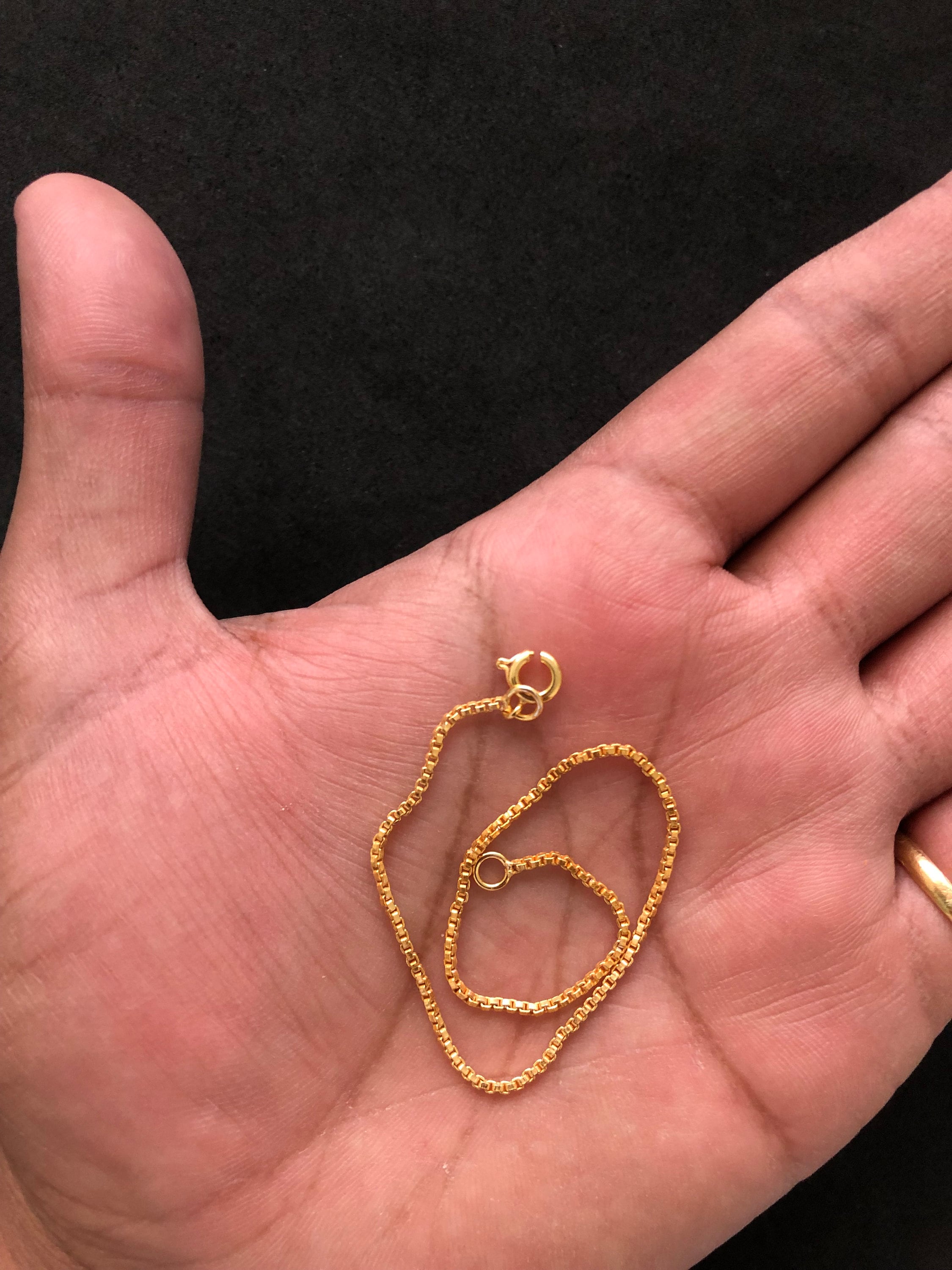 Buy Solid 18kgold Box Chain Necklace, Gold Necklace/ Choker for Women ...