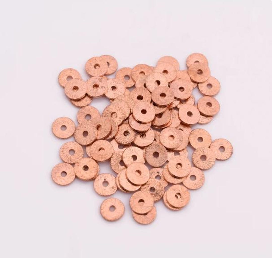 6mm -150pcs Flat Copper Disc Spacer Beads, Brushed Finish, Copper ...