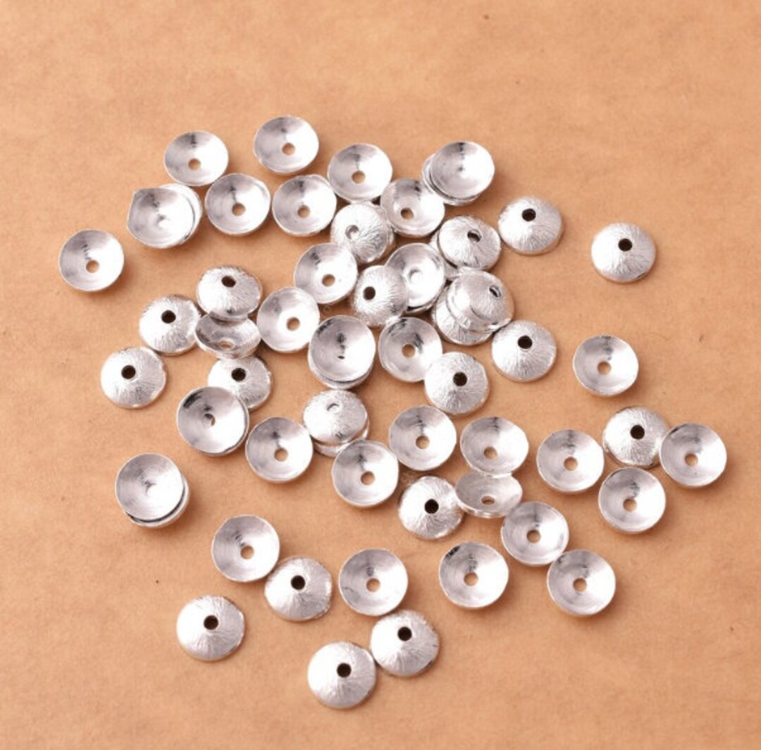 6mm - 150 Pcs Silver Cap Beads, Silver Brushed Finish Round Bead Caps ...