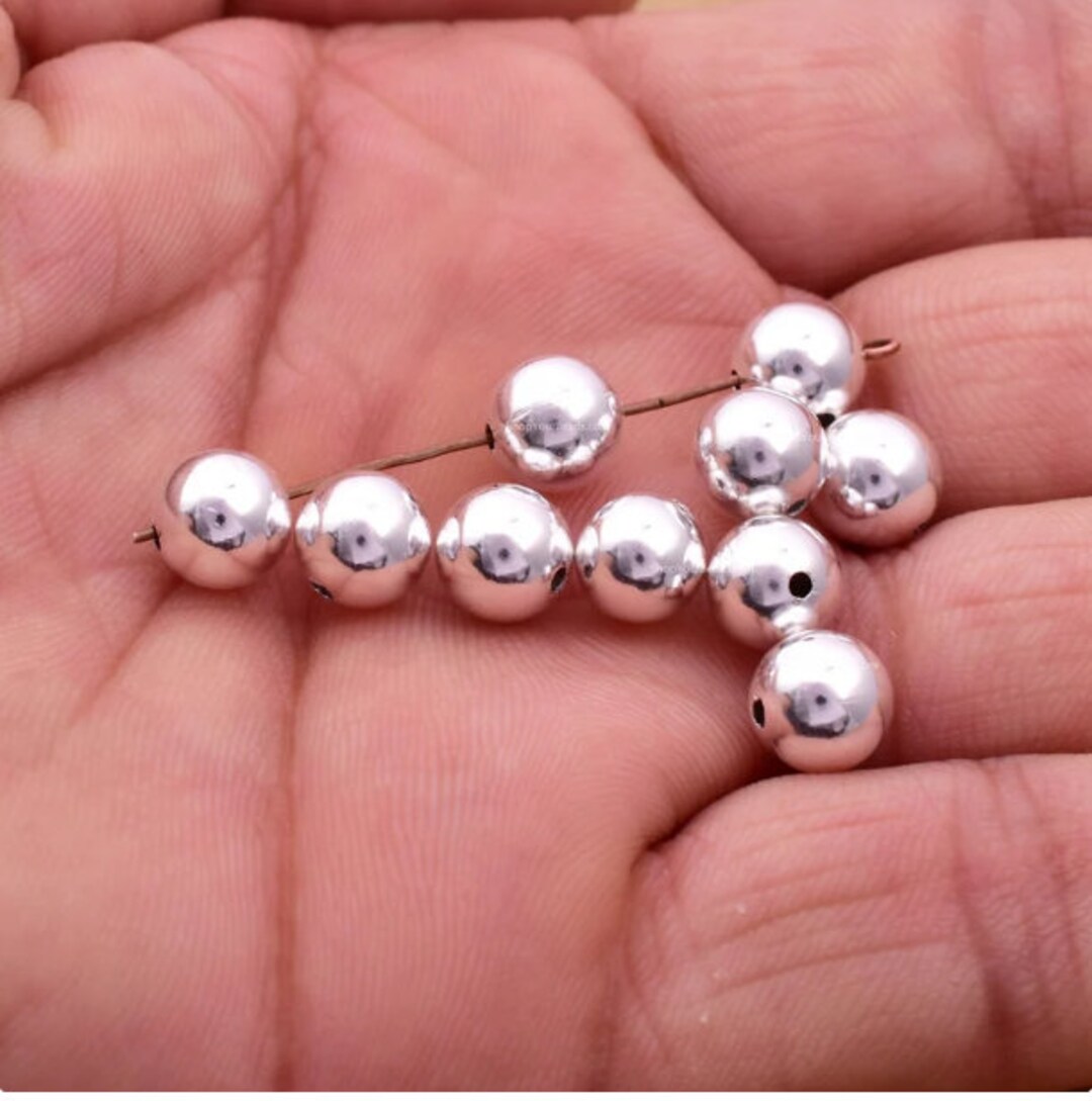 8mm 45pc Silver Spacer Beads, Shiny Bright Silver Balls, Round Silver ...