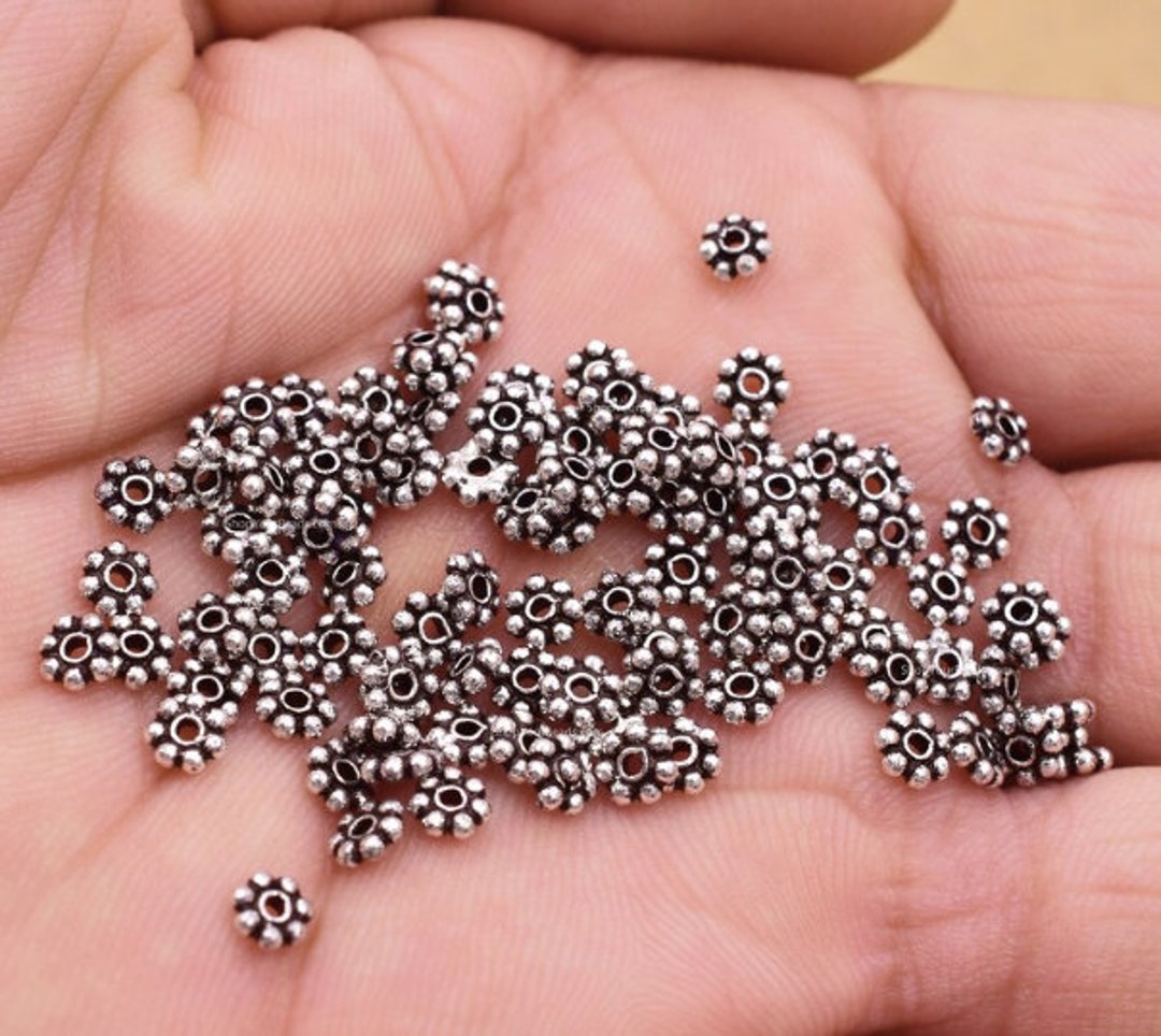 4mm - 200pc Silver Daisy Spacers, Silver Flower Spacers, Bali Silver ...