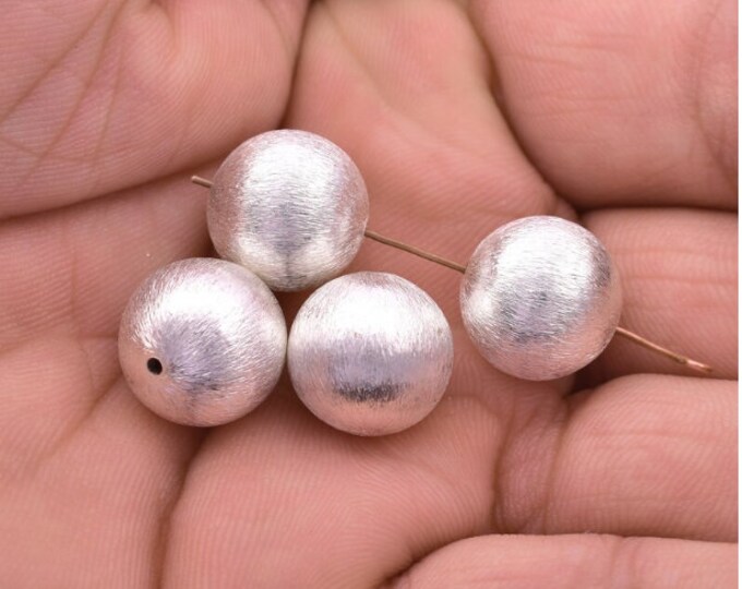 14mm -8pc Brushed Mate Finish Round Silver Plated Ball Spacer Beads for ...
