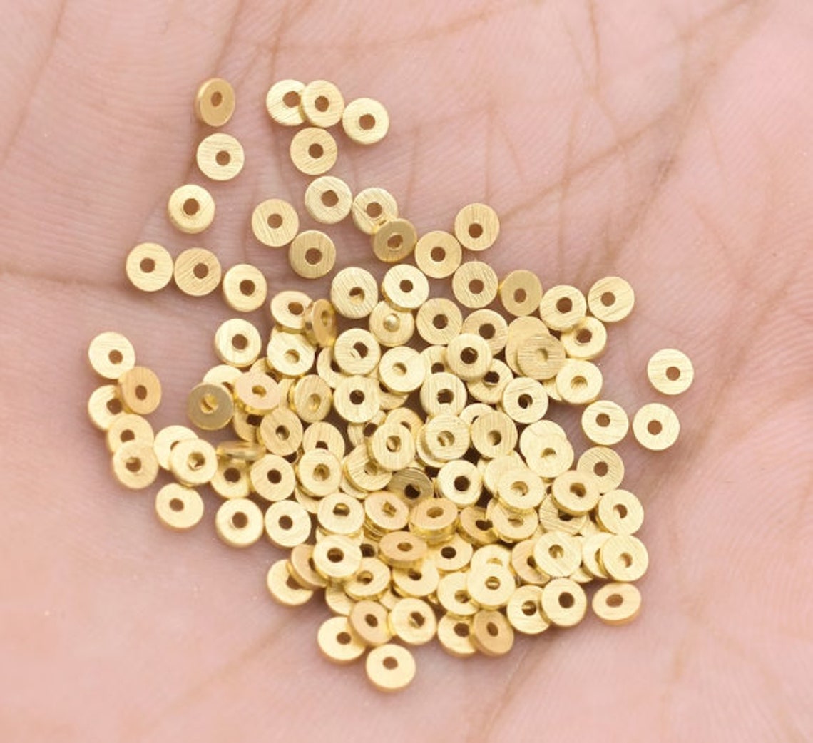 3 MM Gold Flat Disc Spacers Brushed Disk Heishi Spacers - Etsy