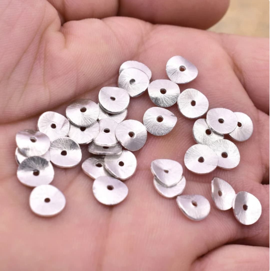 8mm - 70pc Silver Wavy Spacer Beads, 8mm Brushed Potato Chips Disc ...