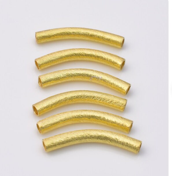 30mm - 10pc Gold Plated Curved Tube- Pipes Beads for Jewelry Making ...