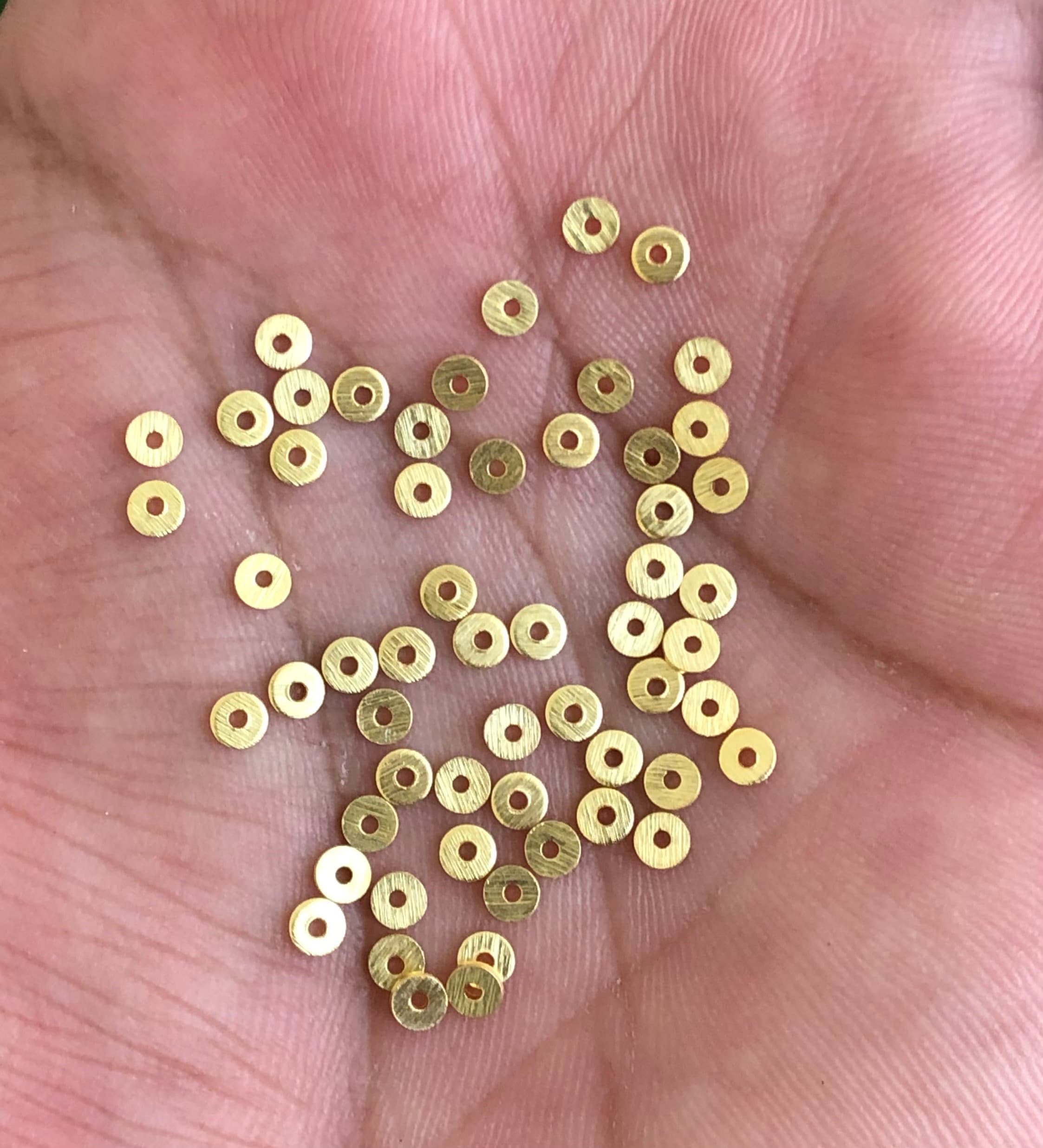 3 MM Gold Flat Disc Spacers, Brushed Disk Heishi Spacers Beads, 400pc ...