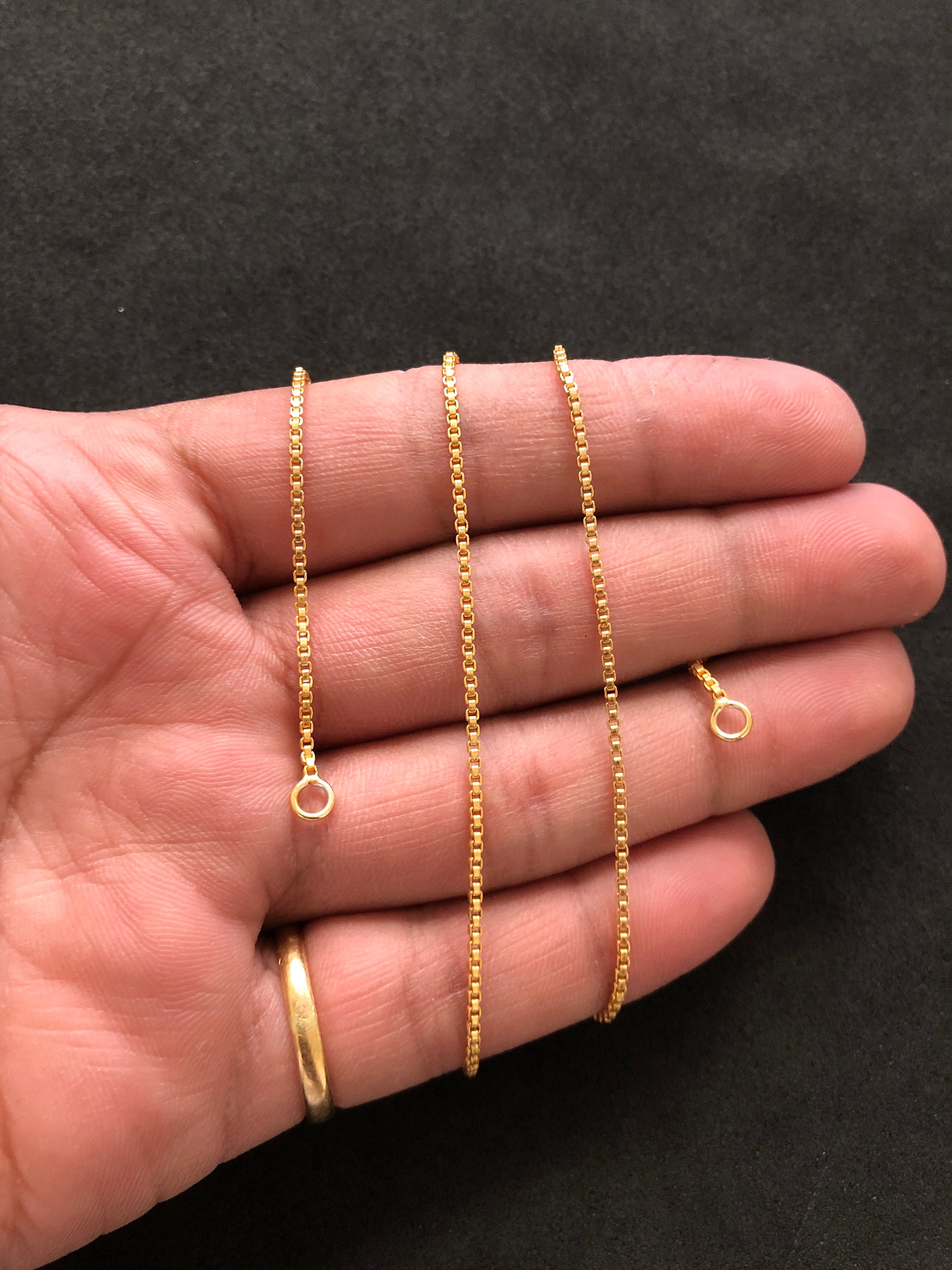 Buy Solid 18kgold Box Chain Necklace, Gold Necklace/ Choker for Women ...