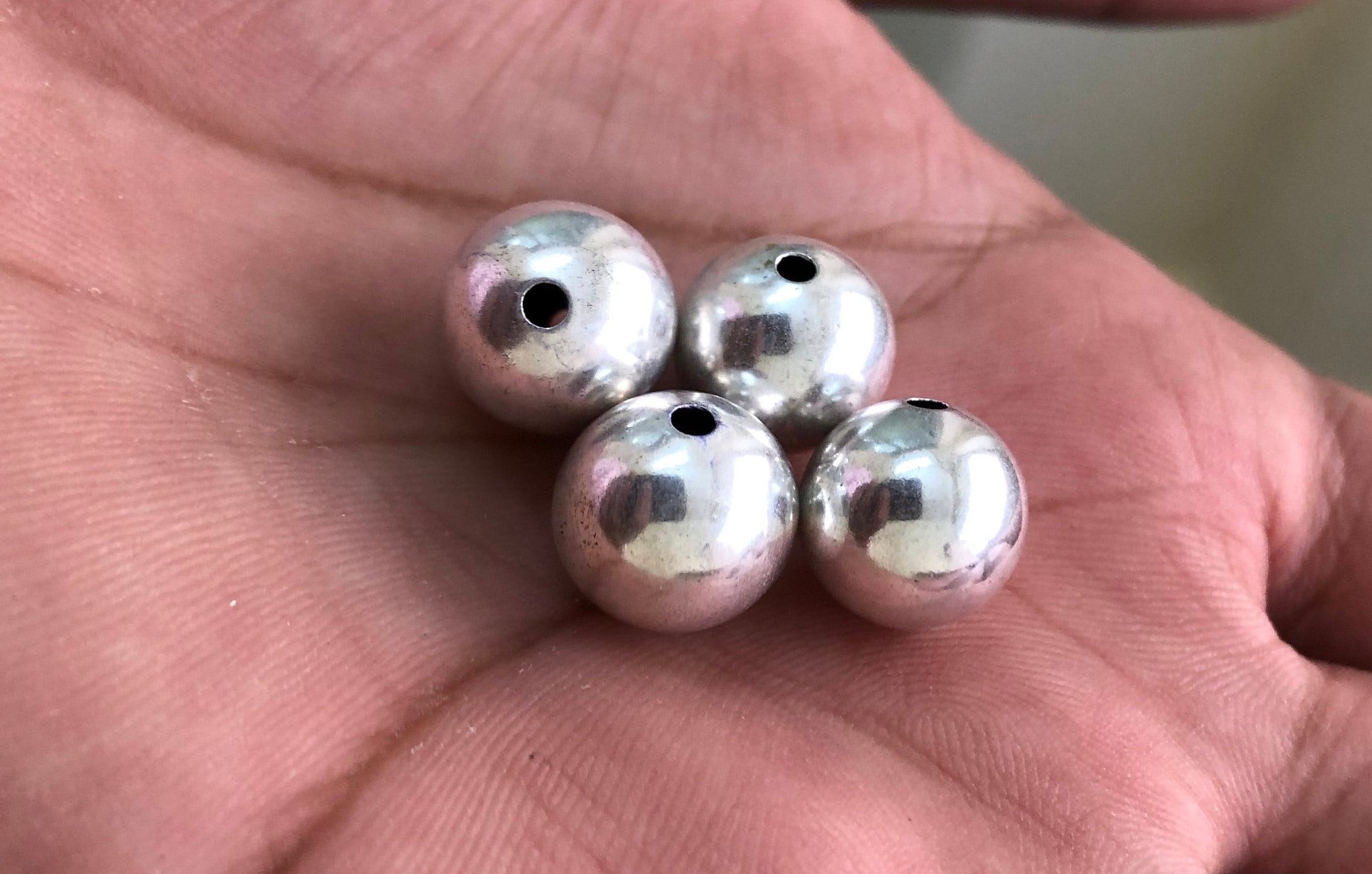 Buy 12mm -20pcs Shiny Bright Silver Balls, Plain Silver Spacer Beads ...