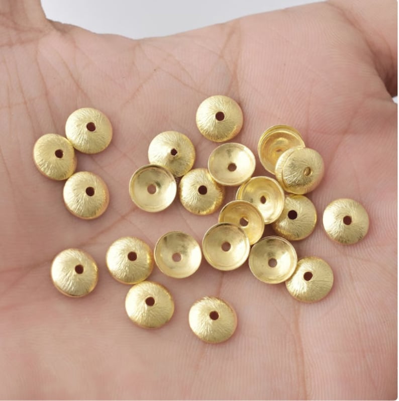 8mm - 85pc Gold Bead Caps, Gold Plated Brushed/mate Round Bead Caps for ...