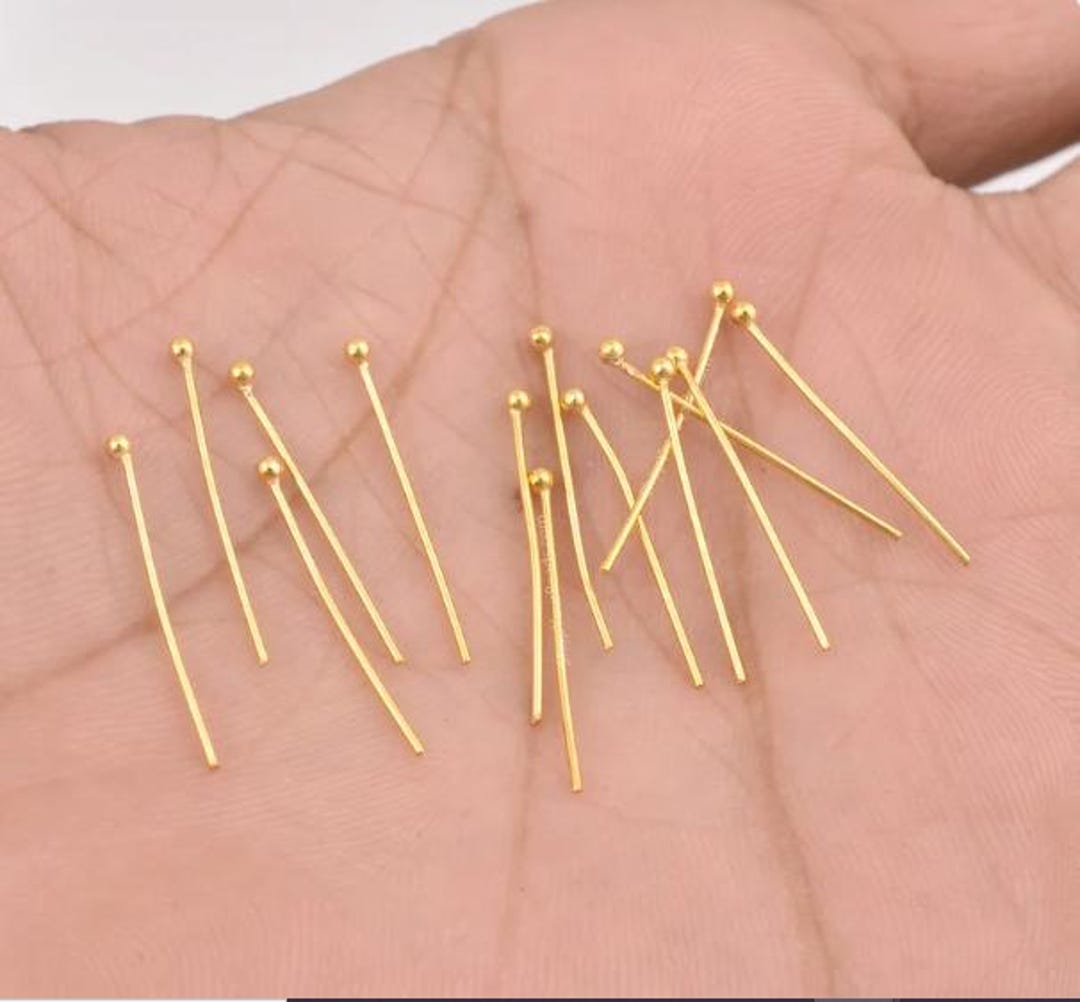 236pc - Gold Plated Round Ball Head Pins 21mm Long - 3/4 Inch - 1.7mm ...