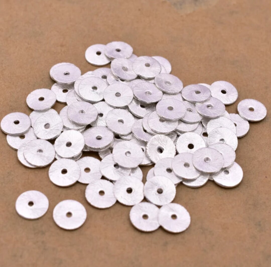 10mm 30 Pcs Silver Heishi Beads, Flat Silver Disc Beads, Silver Spacer ...