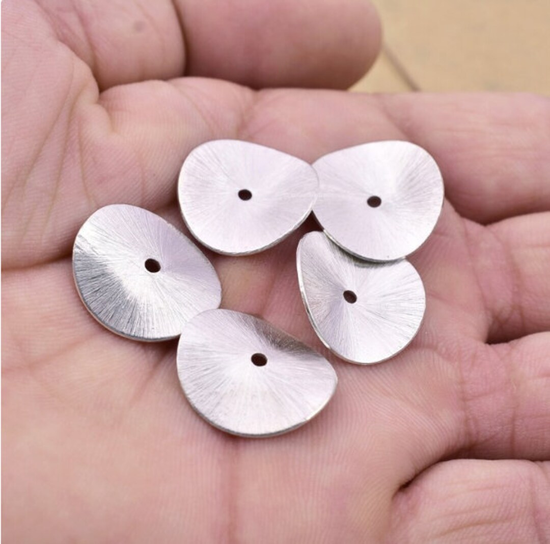Buy 20mm 15pc Large Silver Wavy Spacers Disc Beads, Silver Plated Wavy ...