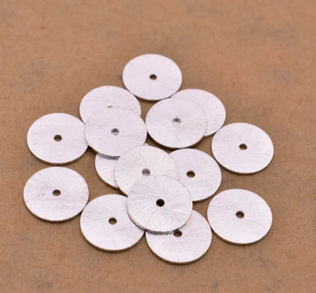 12 Mm - 20 Pcs Silver Heishi Beads, Flat Silver Disc Beads, Silver ...