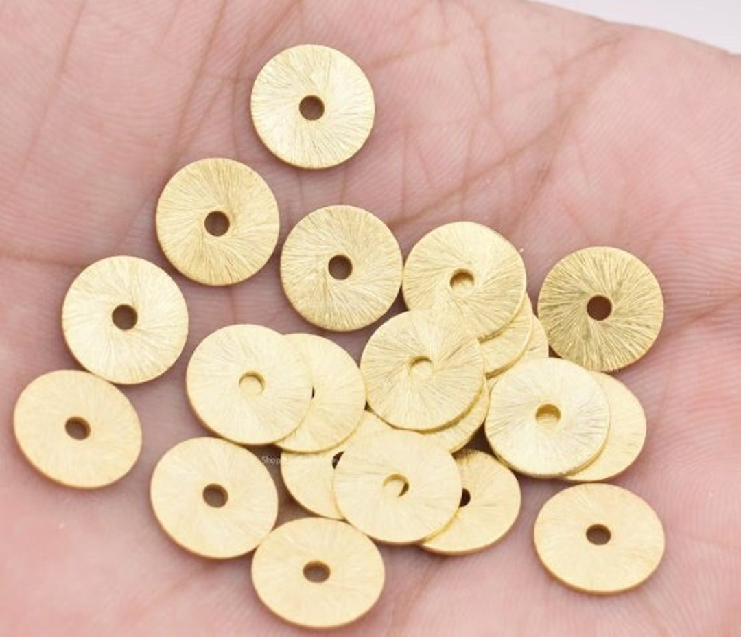 10mm - 75pcs Gold Heishi Beads, Gold Flat Disc Spacer Beads for Jewelry ...