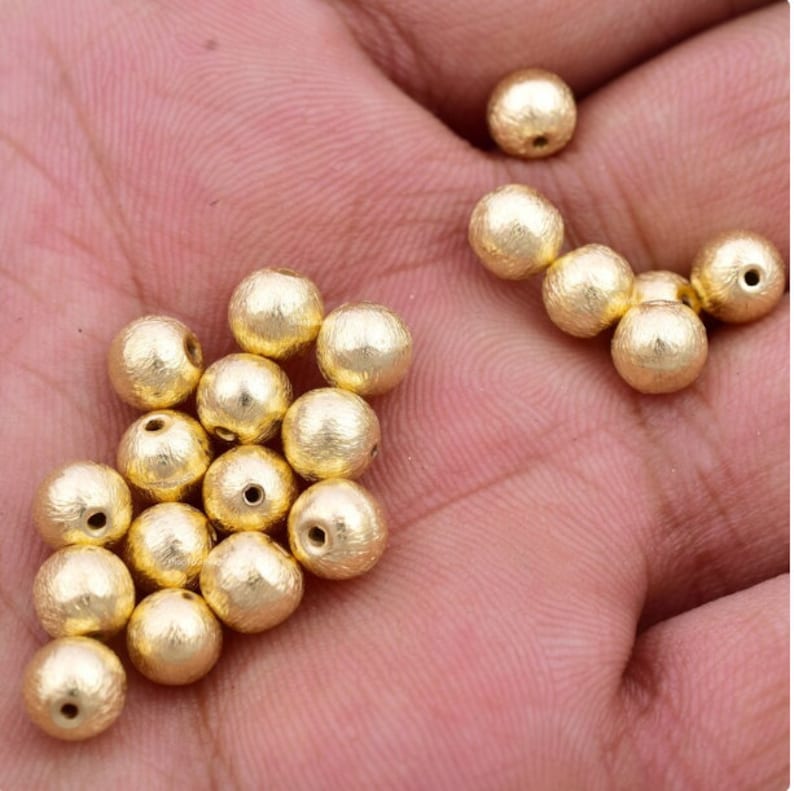 6mm -50pc Gold Balls Beads, Brushed Gold Spacer Beads for Jewelry ...