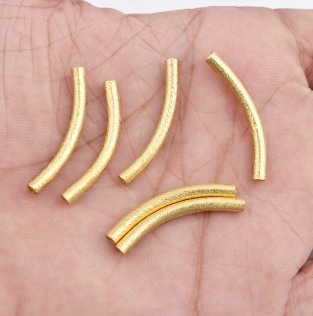 10pc 30mm Gold Plated Curved Tube Pipes Beads for Jewelry Making ...