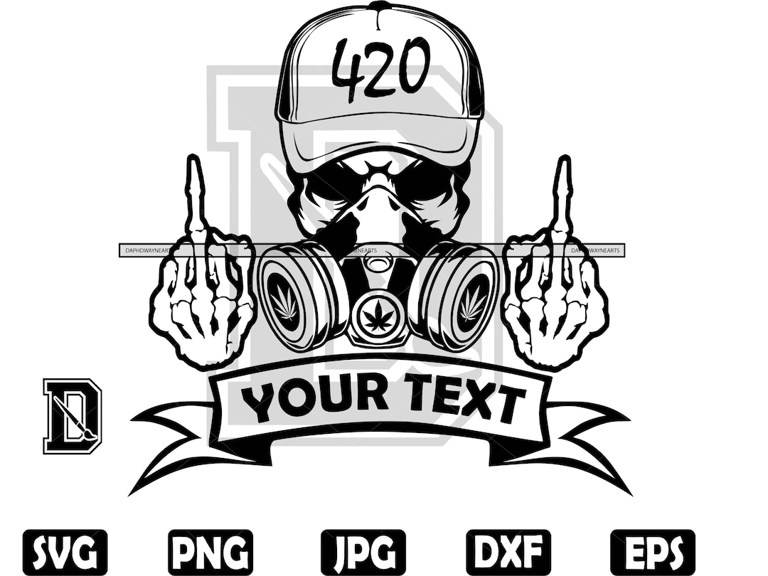 Skull Cannabis Middle Fingers SVG | Personalized Weed Art (digital ...