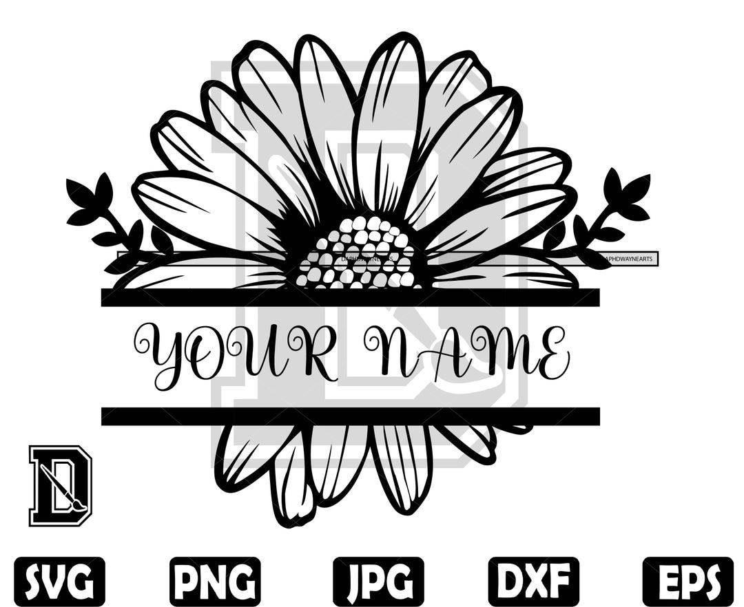 Floral Sunflower Split Monogram SVG, PNG (digital Download) - Etsy